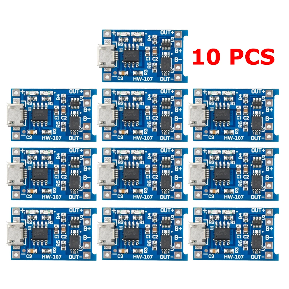 1-10 Pcs Micro Usb 5v 1a 18650 Tp4056 Lithium Battery Charger Module ...