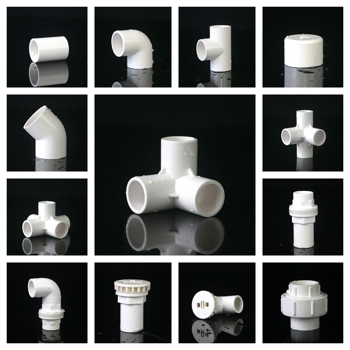 20 25 32mm White PVC Pipe Connectors Elbow Straight Tee Fish Tank Drain ...