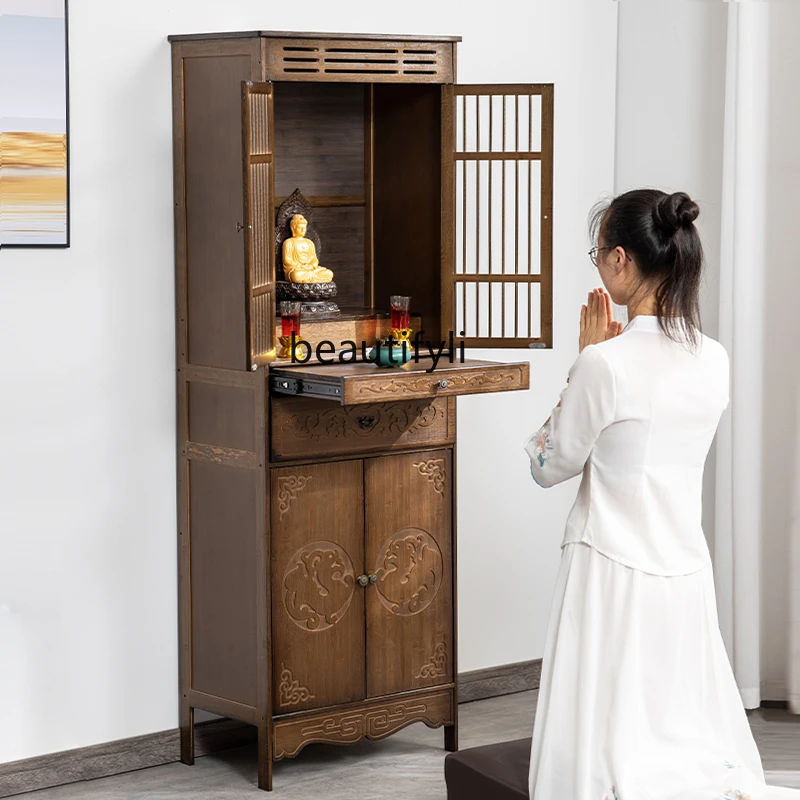 CXH Buddha Statue Altar Solid Wood Clothes Closet Buddha Cabinet Shrine ...