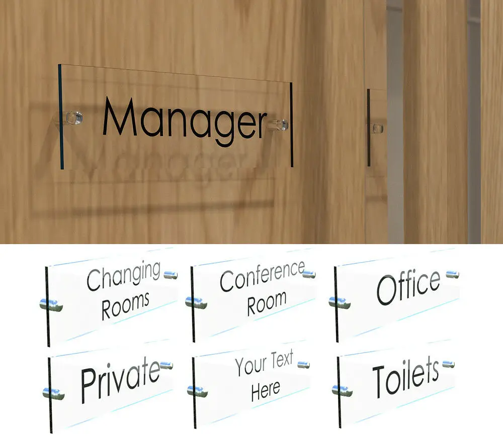 Office Door Wall House Number Sign Plaque- Quality Glass Effect Acrylic ...