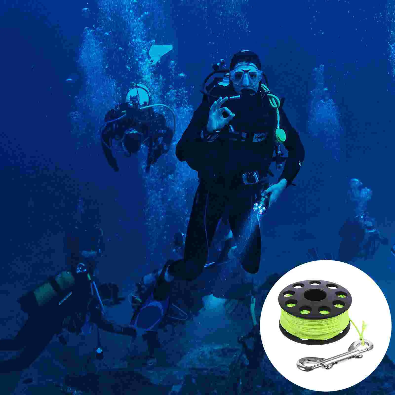 Diving-Coil-Underwater-Spool-Reel-Guide-Line-Tools-Buoy-Scuba-with-Snap ...