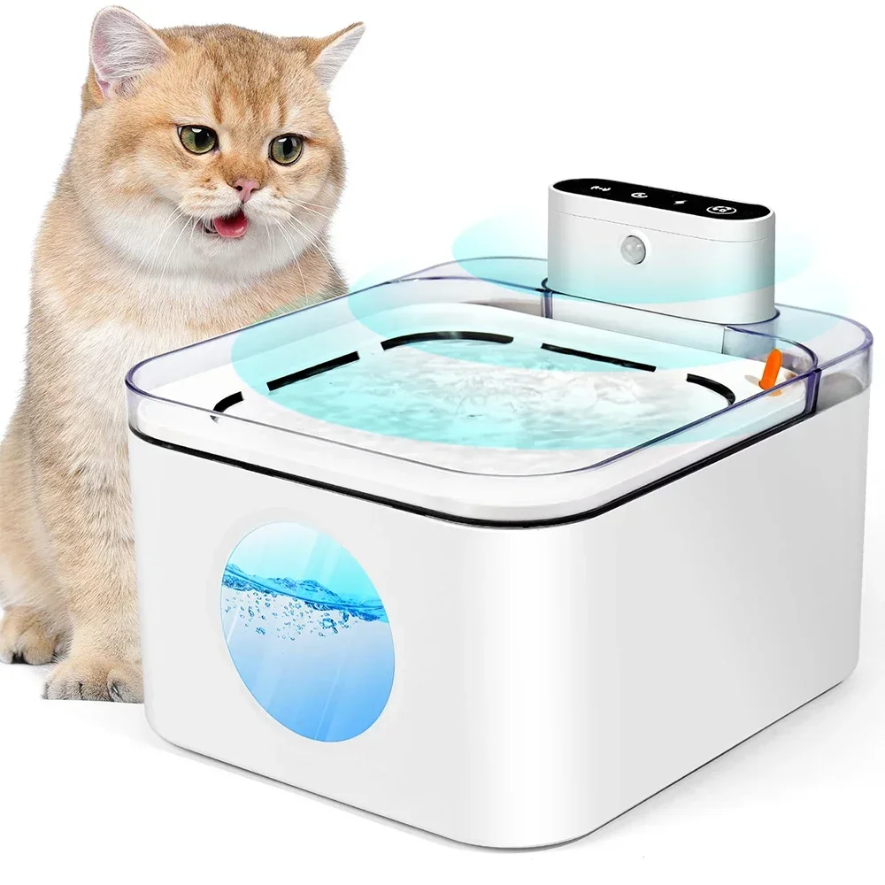 3L Automatic Cat Water Fountain USB Cable/Battery Operated Smart ...