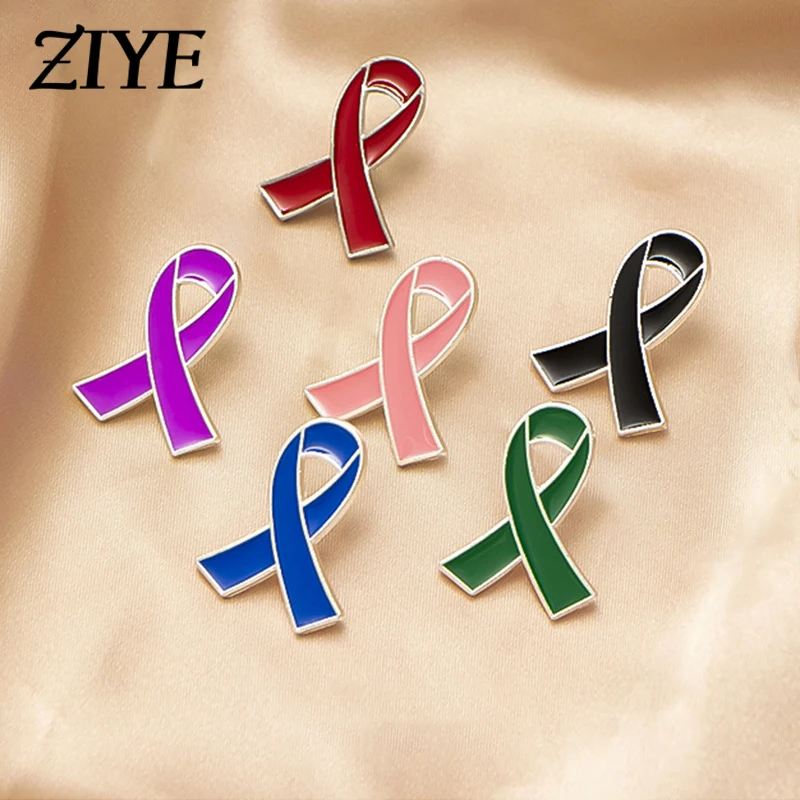 Breast-Cancer-Awareness-Enamel-Lapel-Pins-Pink-Ribbon-Glitter-Filled ...