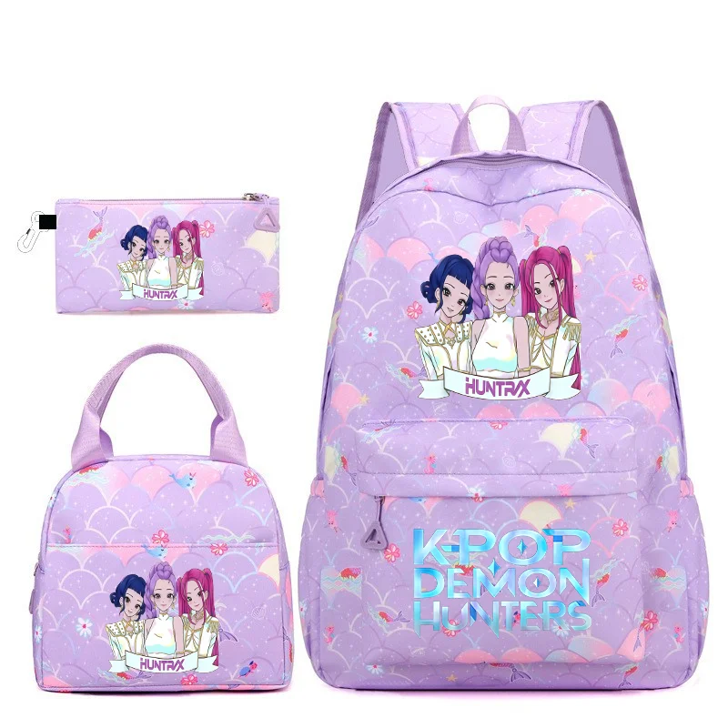 Kids Backpack 3Pcs Set Student Teen School Bag for Kpop Demon Hunters ...