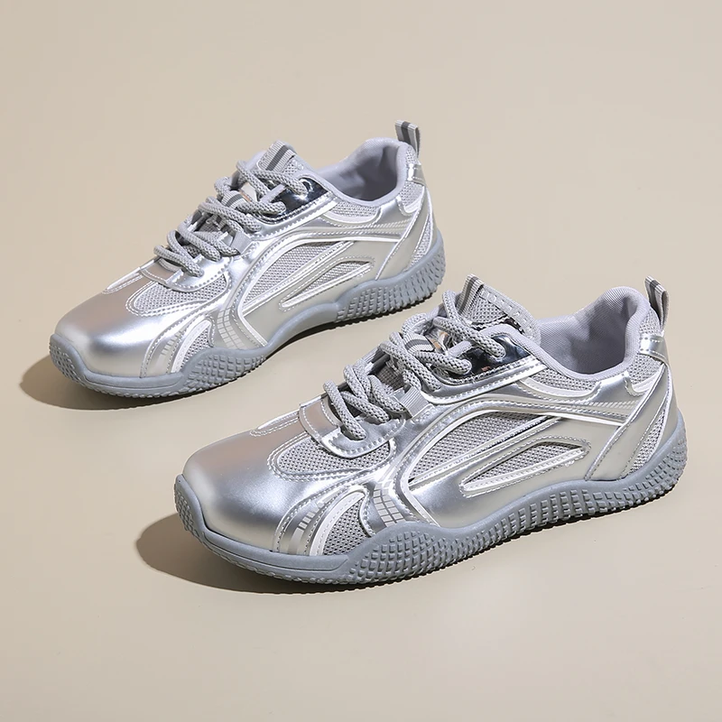 Simple-Silver-Casual-Sneakers-Woman-Comfortable-Breathable-Running ...