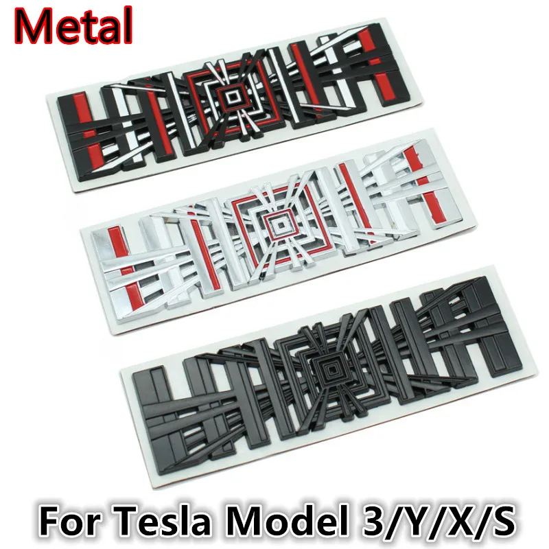 Tesla-Model-3-Y-S-X-Car-Plaid-Logo-Stickers-Tail-Tag-Badge-Grid-Auto ...