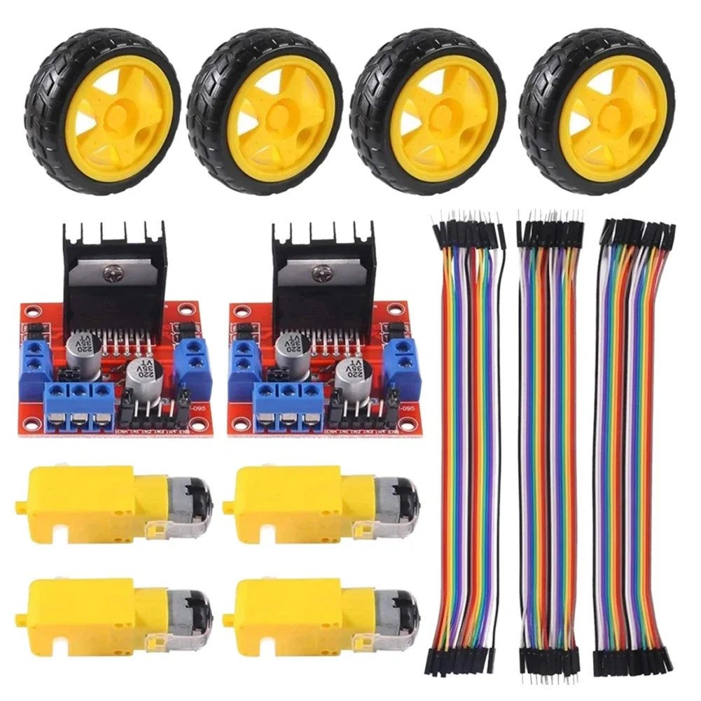 4PCS-DC-3-6V-Gear-Motor-DIY-Kit-with-4Pcs-Plastic-TT-Motor-Tire-Wheel ...
