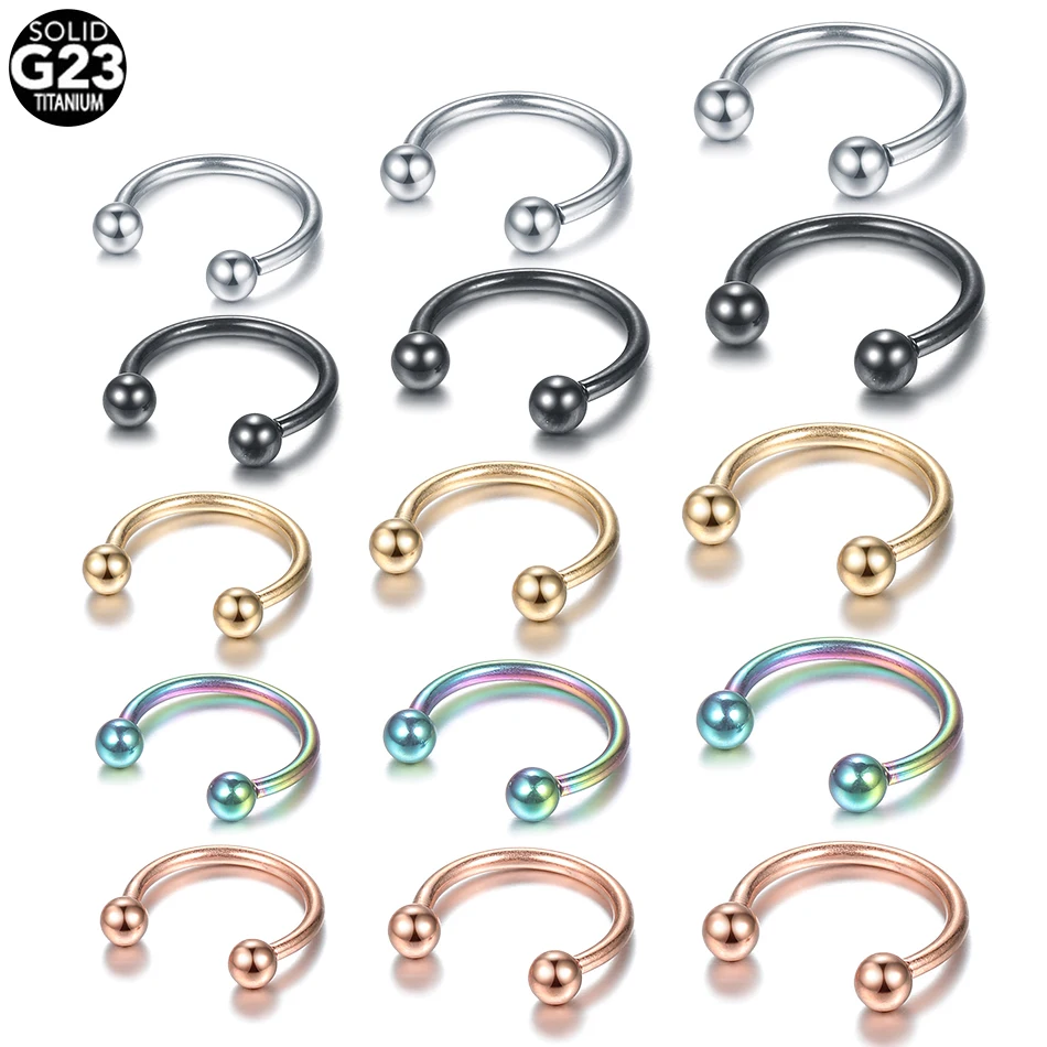 1Pc G23 Titanium Septum Nose Ring Hoop Horseshoe Piercing External ...