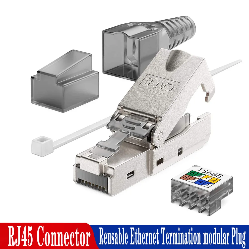 CAT8 STP RJ45 Connector CAT7 CAT6A Reusable Ethernet Termination ...