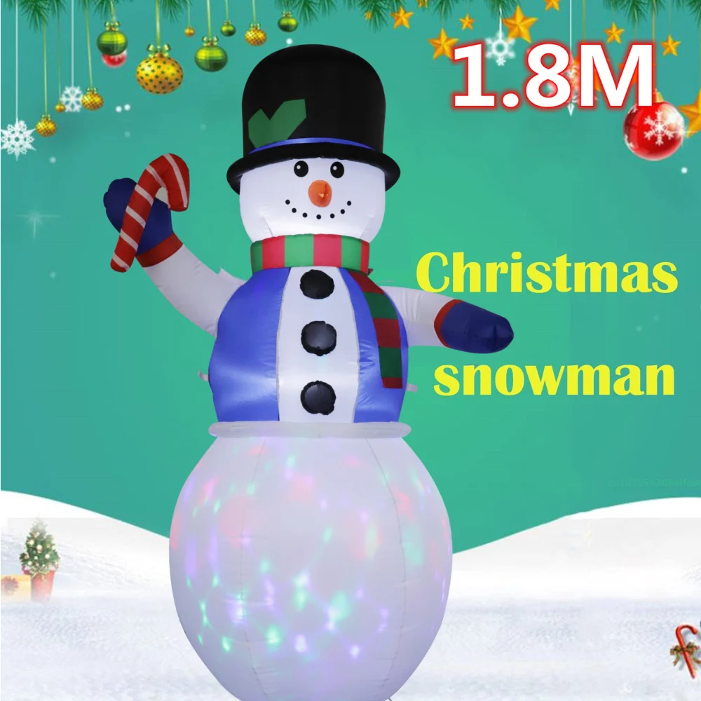 1-8M-Christmas-Inflatable-Outdoor-Snowman-Wear-A-Blue-Vest-and-A-Hat ...