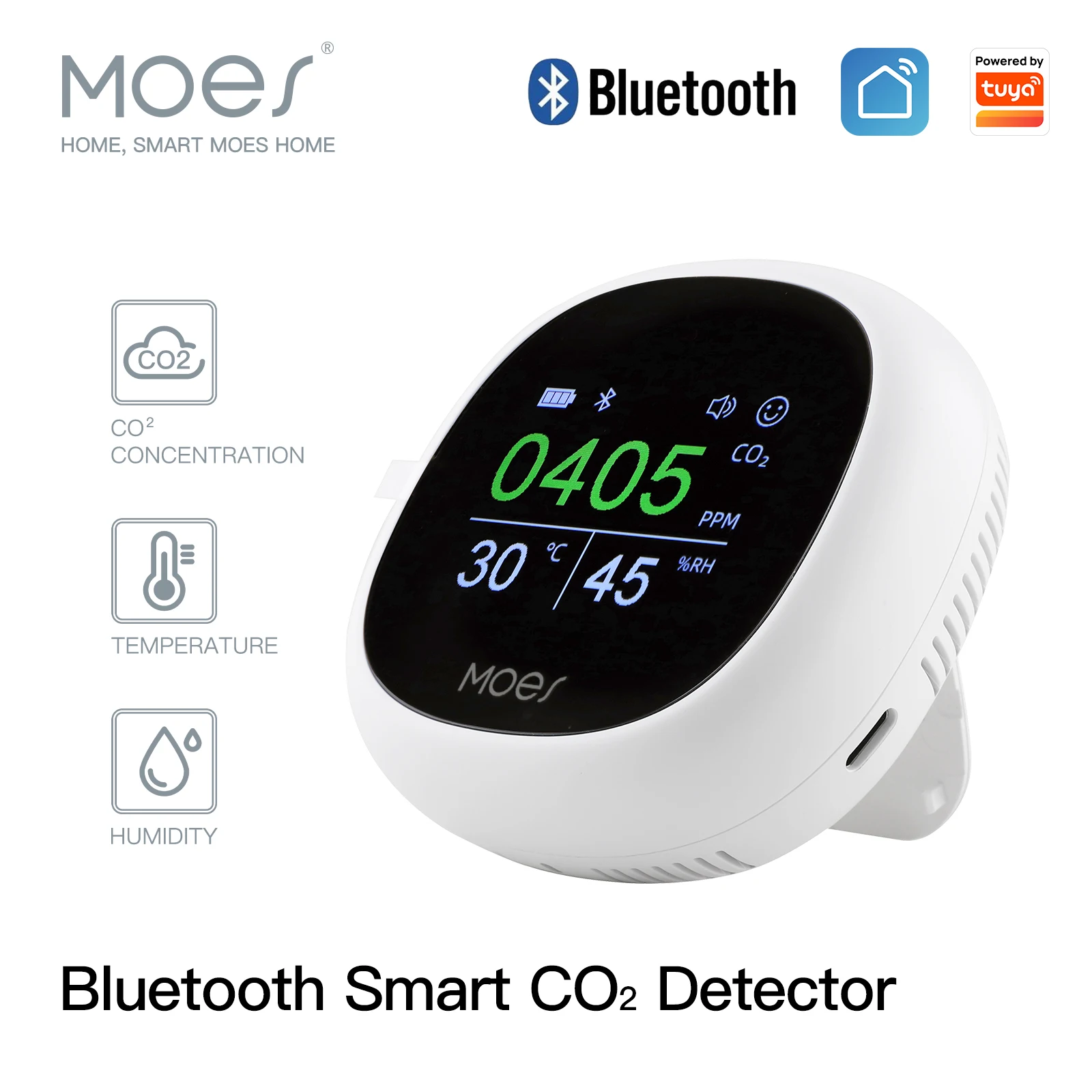 Bluetooth Smart 3 In 1 Carbon Dioxide Air Quality Monitor Detector ...