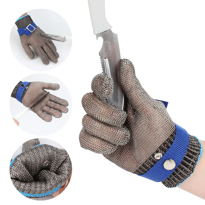 Stainless-Steel-Wire-Gloves-Anti-Cut-Cut-Resistant-Woven-Safety-Working ...