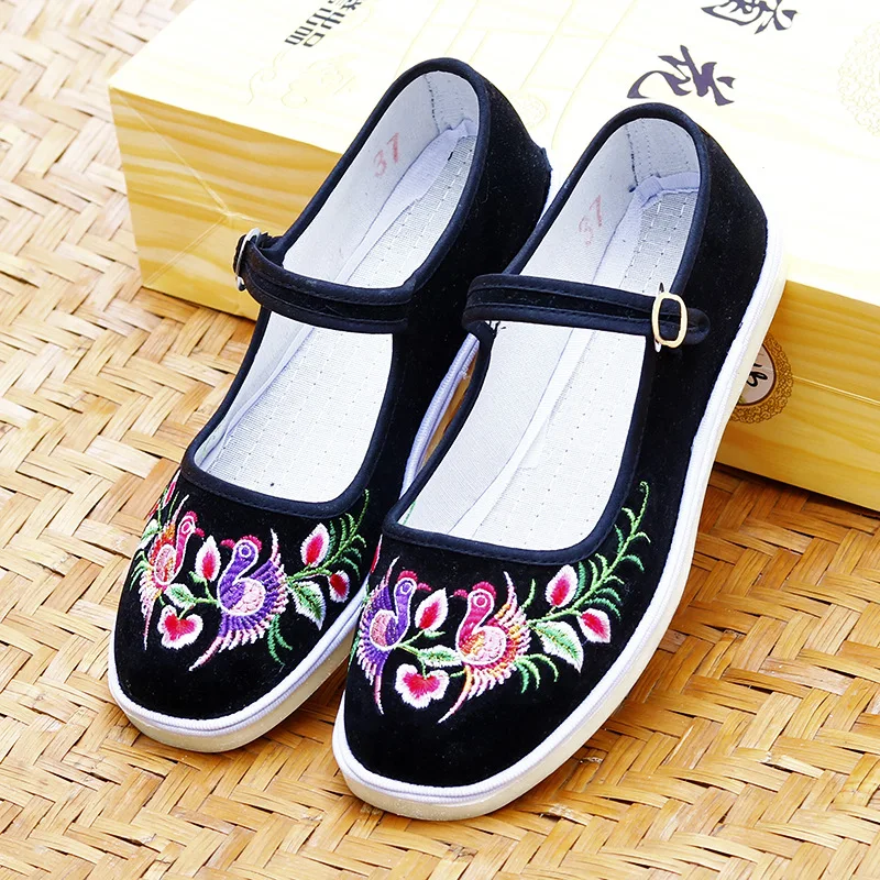 Zapatos de mujer de estilo étnico con hebilla transpirable y absorción del sudor, zapatos de ...