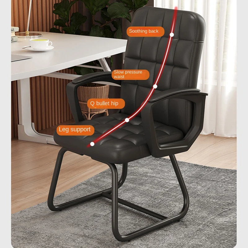 Office Chair For Simple Conference Room Home Work Study Bow Chair Black PU Leather Back Stool Sitting Comfort AliExpress