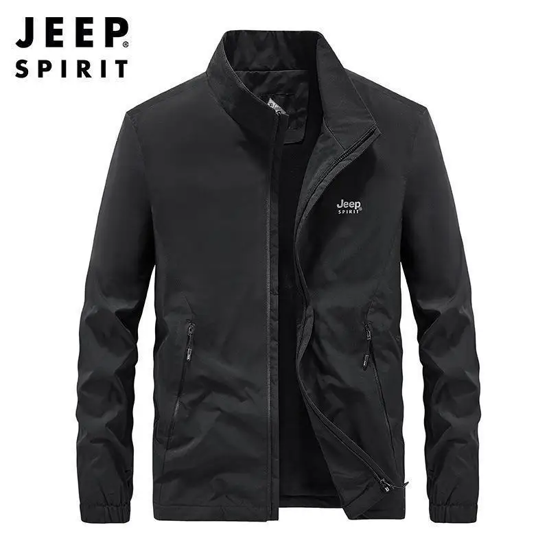 JEEP SPIRIT 남성용 플러시 두꺼운 재킷, 심플 스탠드 칼라 오버코트, 캐주얼 따뜻한 오버사이즈 재킷, 패션 의류, 가을 겨울
