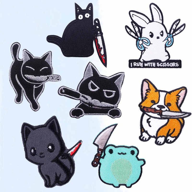 7-PCS-Funny-Killer-Animals-Embroidery-Patch-Iron-On-Patches-For ...