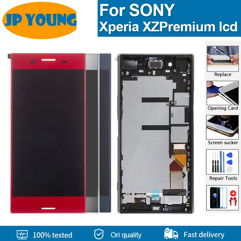 5.5" Original Used Display For Sony Xperia Xz Premium G8142 G8141 Lcd With Frame Xzp Touch Panel ...
