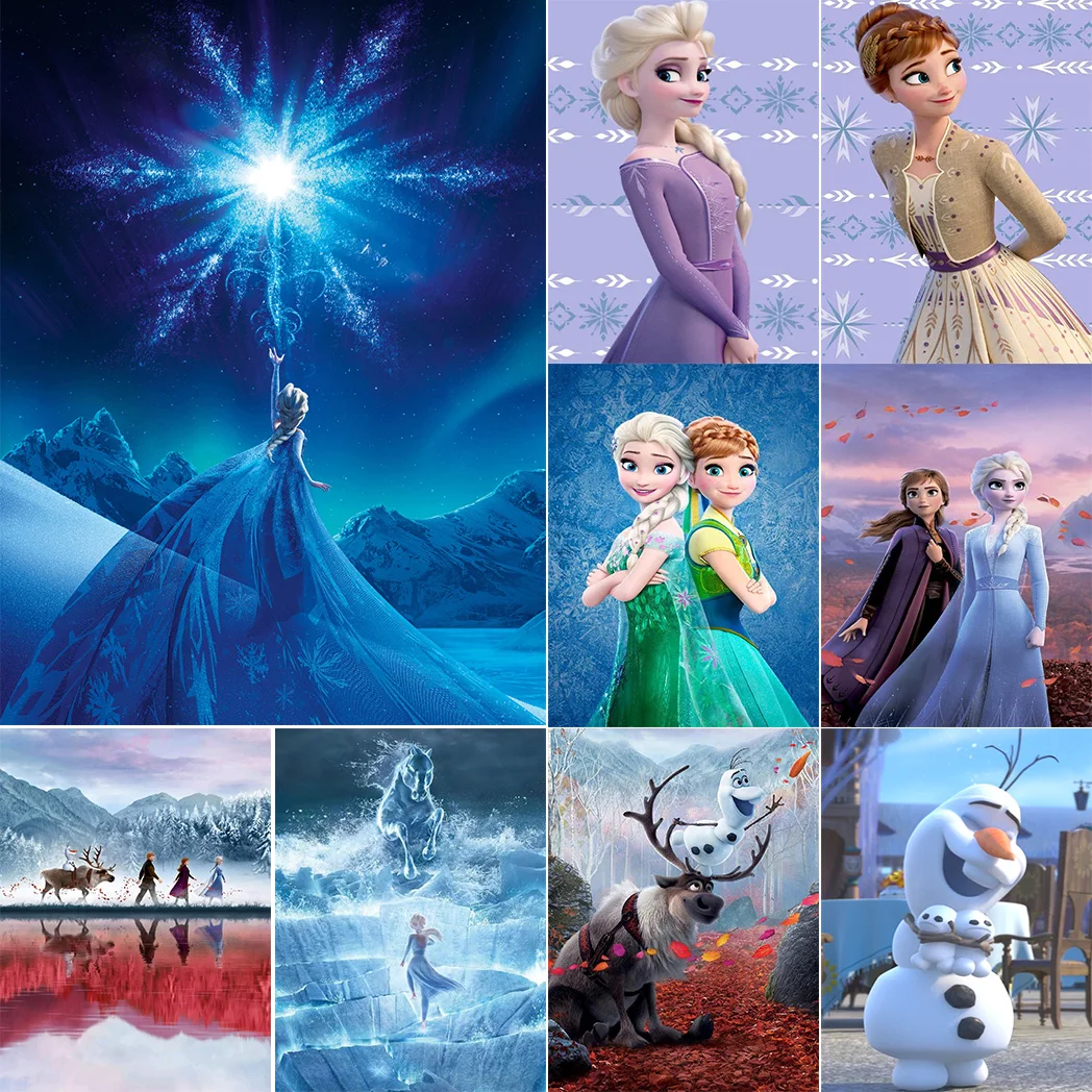 MINISO-Disney-Frozen-Princess-Elsa-Anna-Olaf-Canvas-Painting-Girls-Room ...