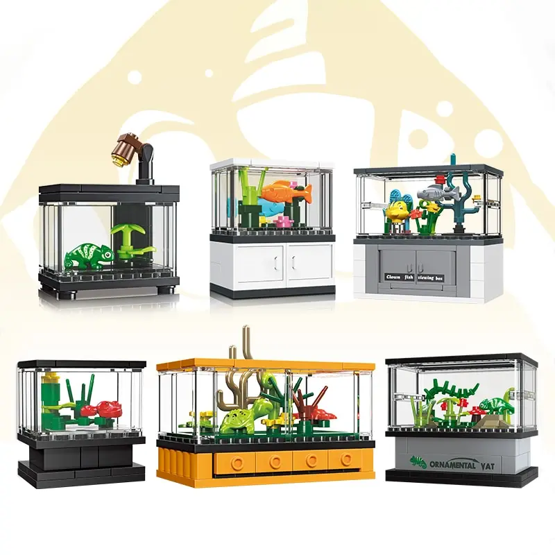 Micro-Fish-Tank-Series-Building-Blocks-Set-Clownfish-Lobster-Display ...