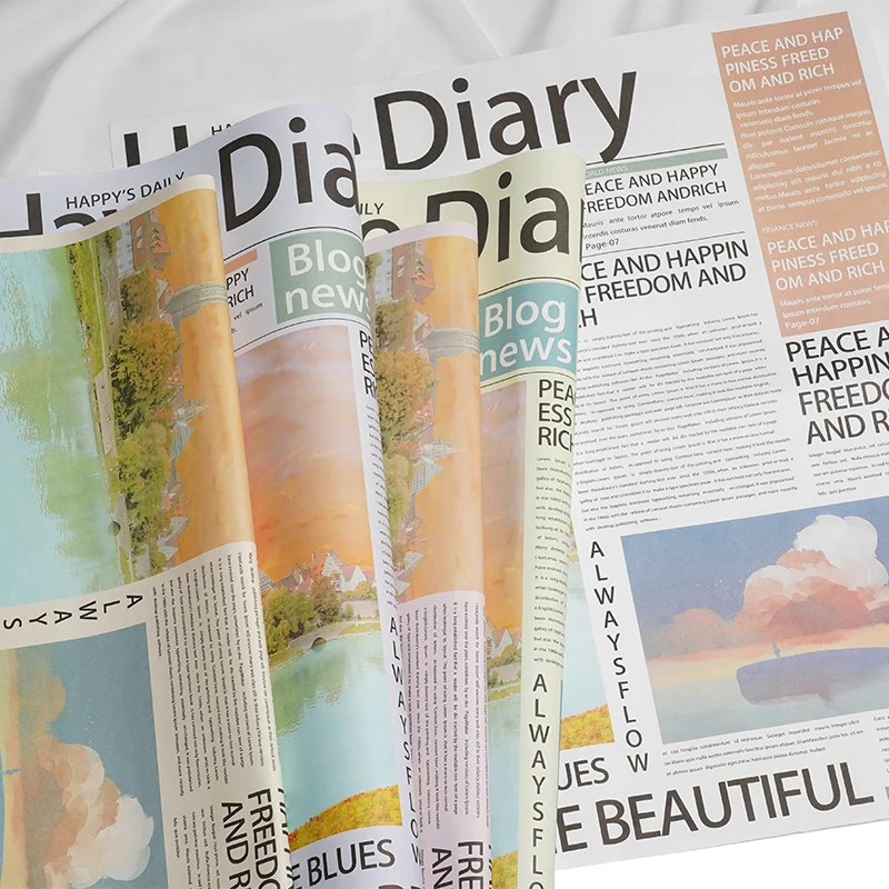 20pcs English Newspaper Pictorial Sunflower Bouquet Wrapping Paper Gift ...