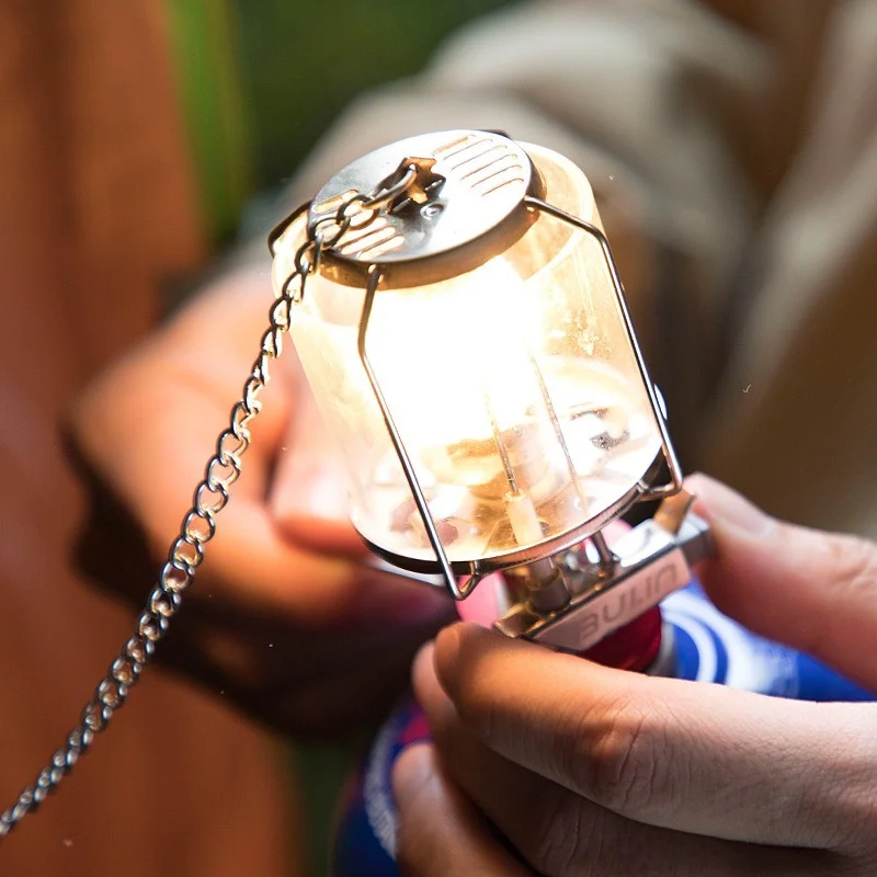 Mini Gas Lamp Outdoor Camping Lantern Tent Lamp Torch Hanging Glass ...
