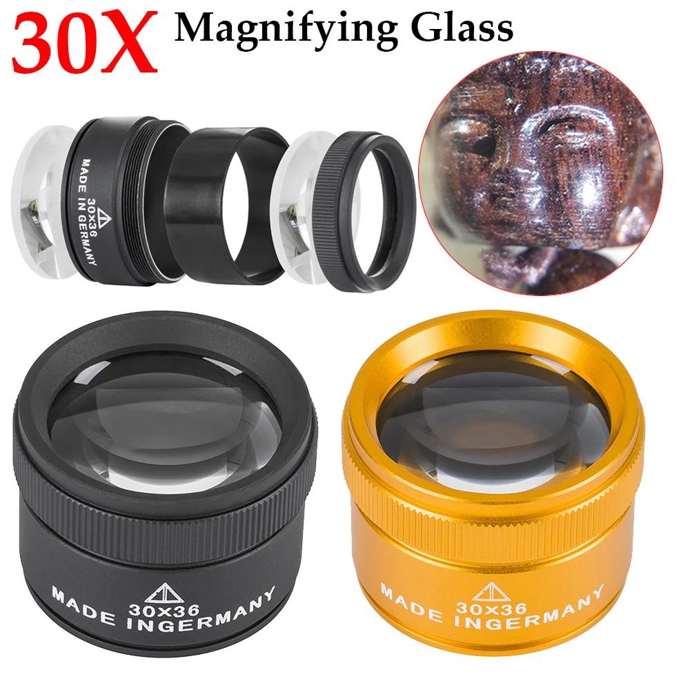 3/5/10/30X Magnifying Glass K9 Optical Lens Monocle Magnifier Magnifier ...
