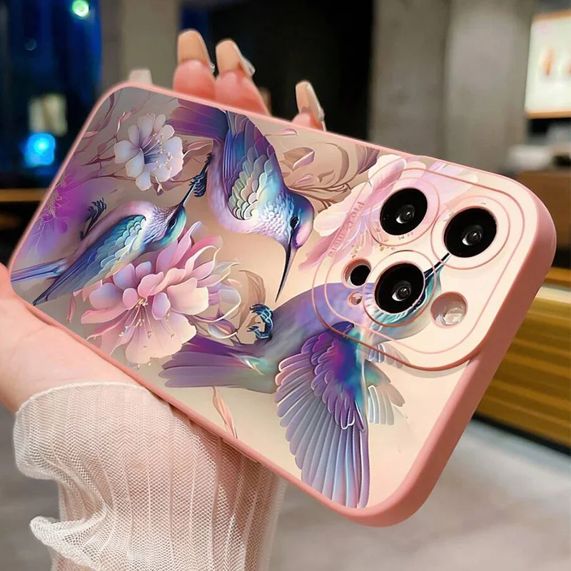 Floral Bird Pattern Matte Phone Case Cover for S21 (1)