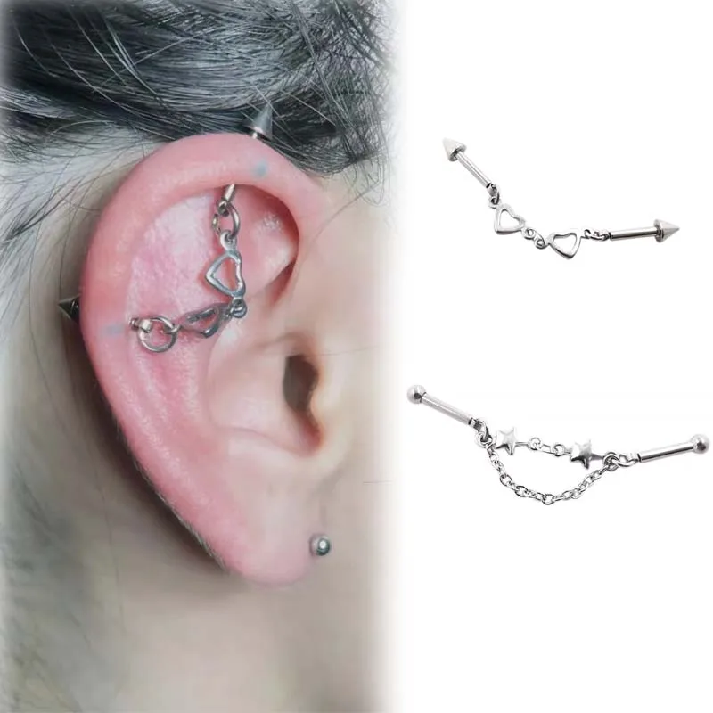 1PC-2023-New-Heart-Chain-Floating-Industrial-Piercing-Barbell-Segmented ...