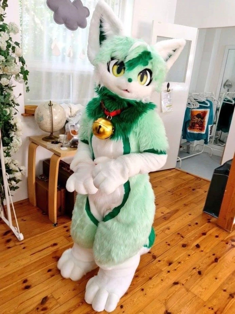 Plush-Kawaii-Mint-Green-Foxhound-Mascot-Costume-Cute-Animal-Fursuit-Cosplay-suit-Unisex-outfit ...