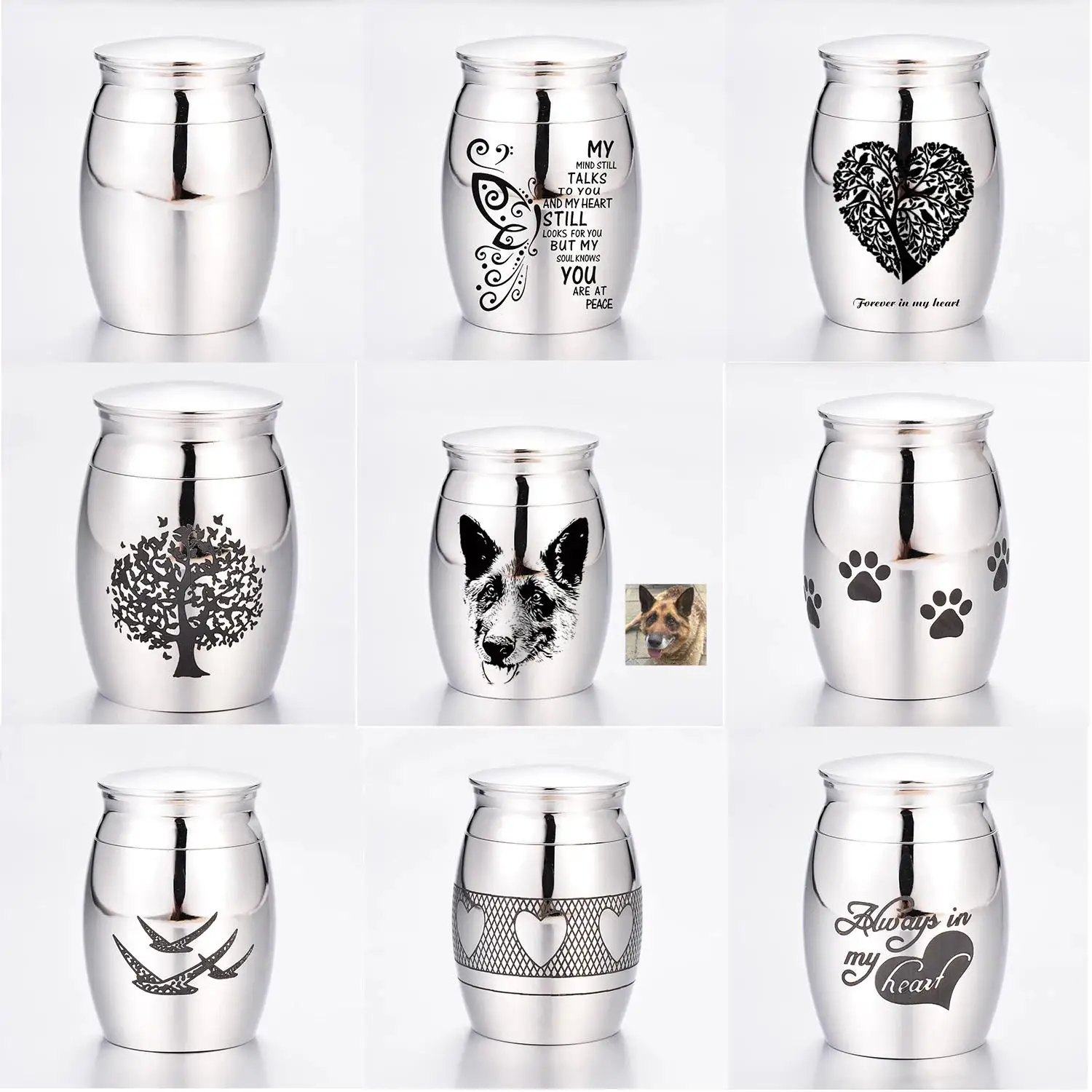 Stainless Steel Cremation Jar Urn Jewelry for Ashes/Hair/Perfume/Dried ...