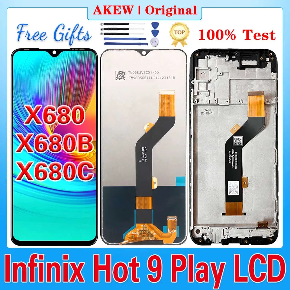6.82" Original For infinix Hot 9 Play X680 LCD Display New X680B Touch ...