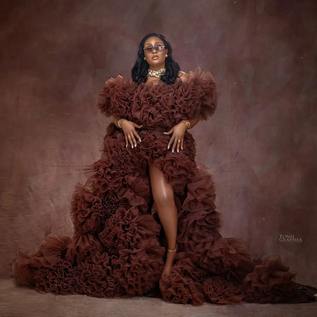 Exaggerated-Pleated-Ruffled-Tulle-Dresses-Fluffy-Off-The-Shoulder-Ball ...