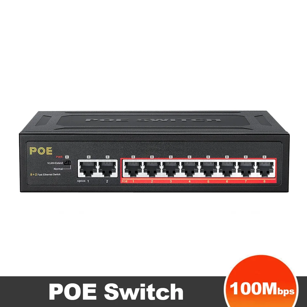 POE-Switch-8-Port-10-100Mbps-Ethernet-Switch-8-POE-2-Uplink-with ...