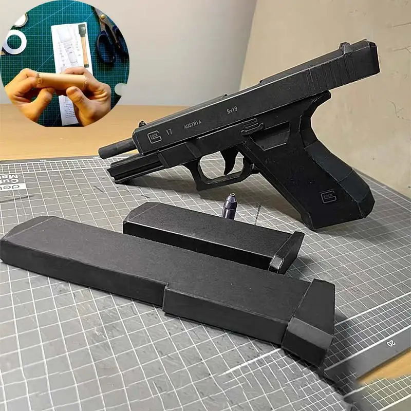 Modelo-de-pistola-de-papel-3D-G17-G18-juguete-de-Pistola-Manual-modelo ...