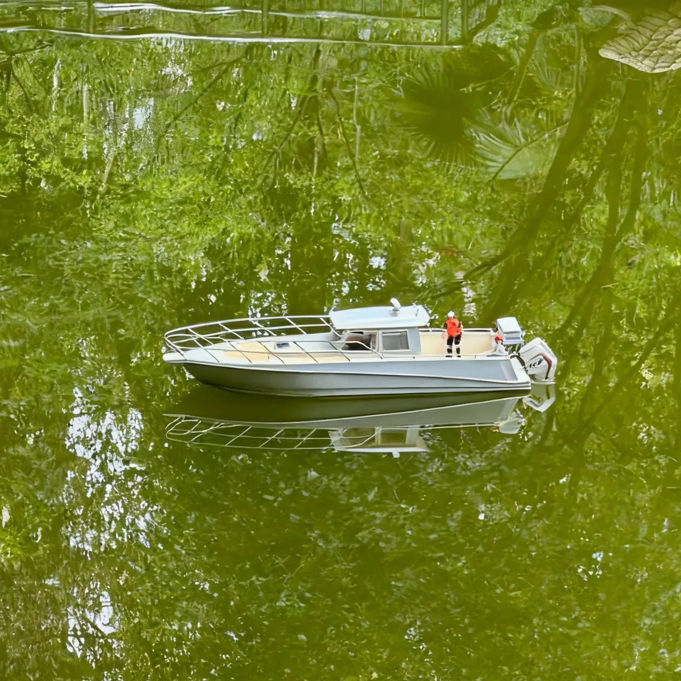 80cm RC Ships Double Outboard Motor Fishing Boat with Lights 3D Printed ...