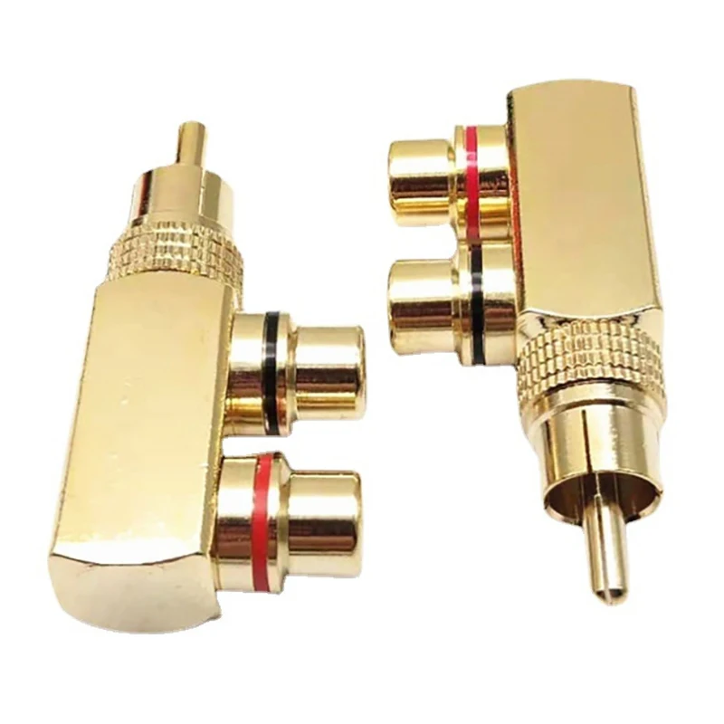 Gold Plated AV Audio Splitter Plug RCA Adapter 1 Male To 2 Female F ...
