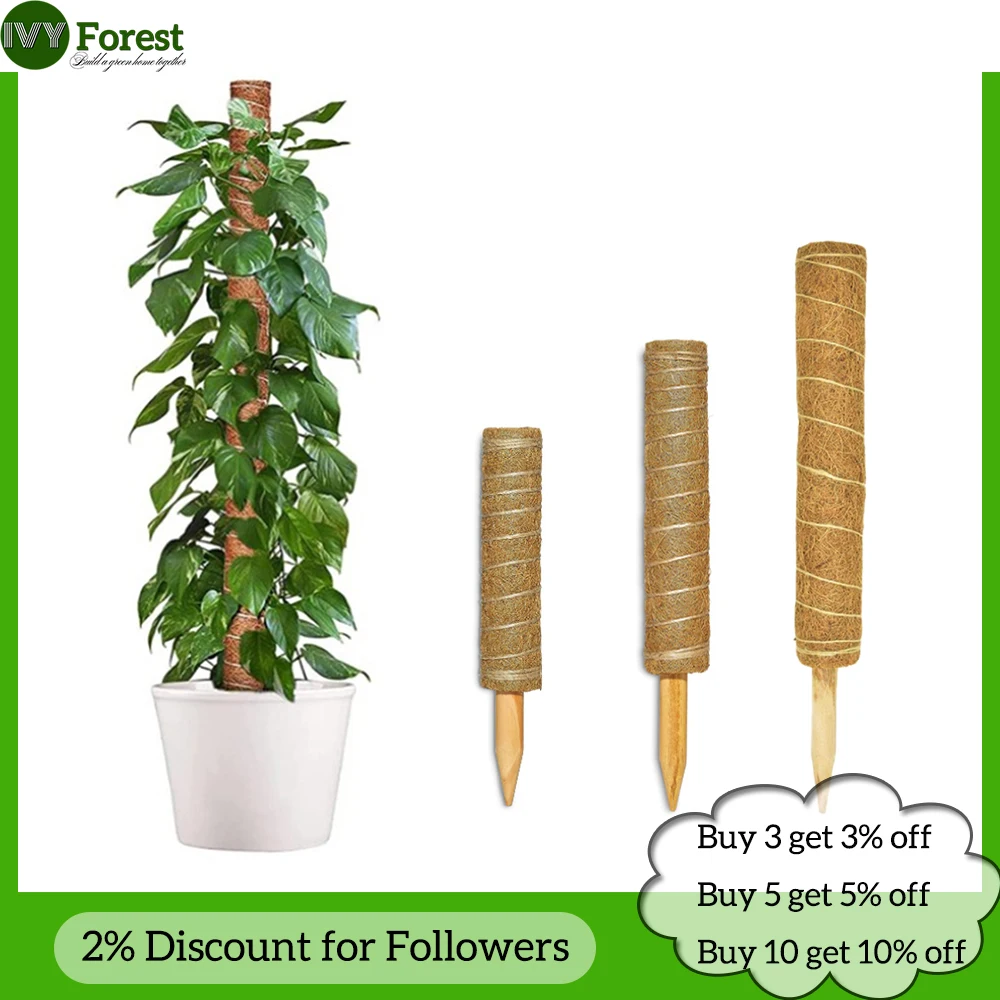 30/40/50cm Plant Climbing Pole Coir Moss Stick Extendable Plant Support ...