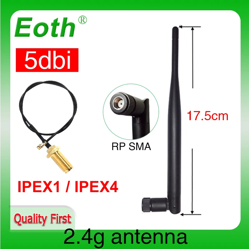Eoth 2.4g antena 5dbi sma fêmea wlan wifi 2.4ghz antena ipex 1 4 mhf4 ...