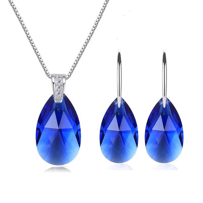 Original-Crystals-from-Austria-Water-Drop-Jewelry-Sets-Pendant-Necklace ...