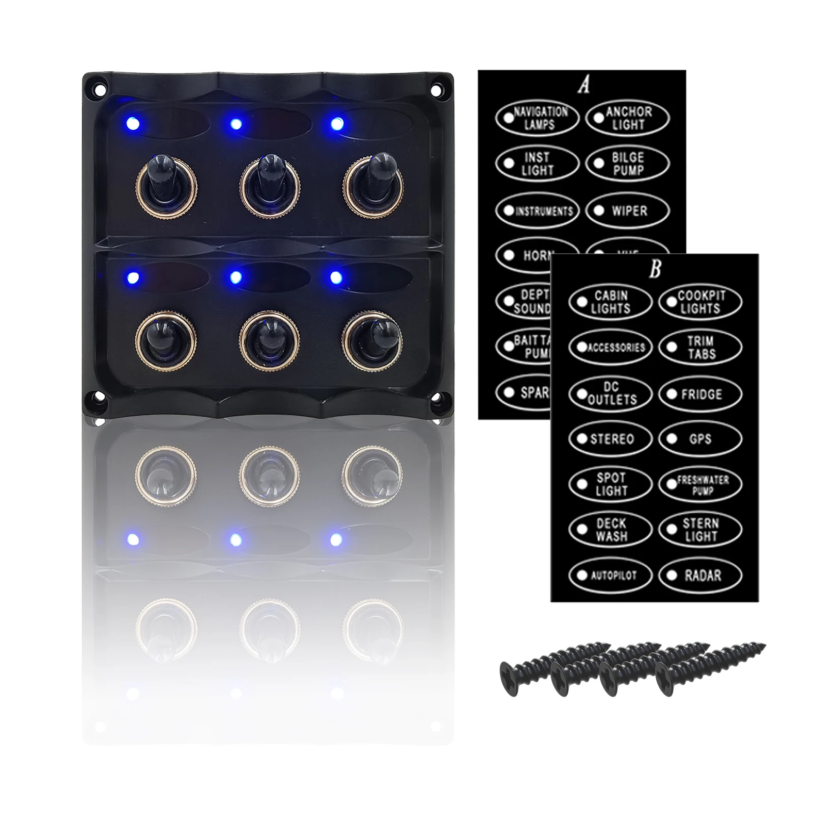 6-Gang-Marine-Boat-Toggle-Switch-Panel-12V-24V-DC-Dashboard-Control-USB ...