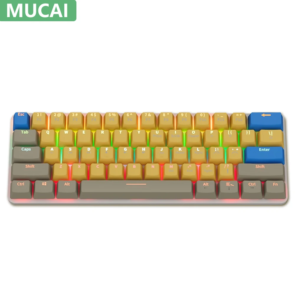 MUCAI MKA610 RGB USB Mini Mechanical Keyboard Red Switch 61 Key Wired ...