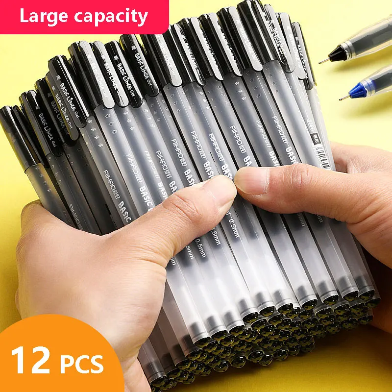 12 Pieces Per Box Gel pens Large capacity no refill Stationery Fine ...
