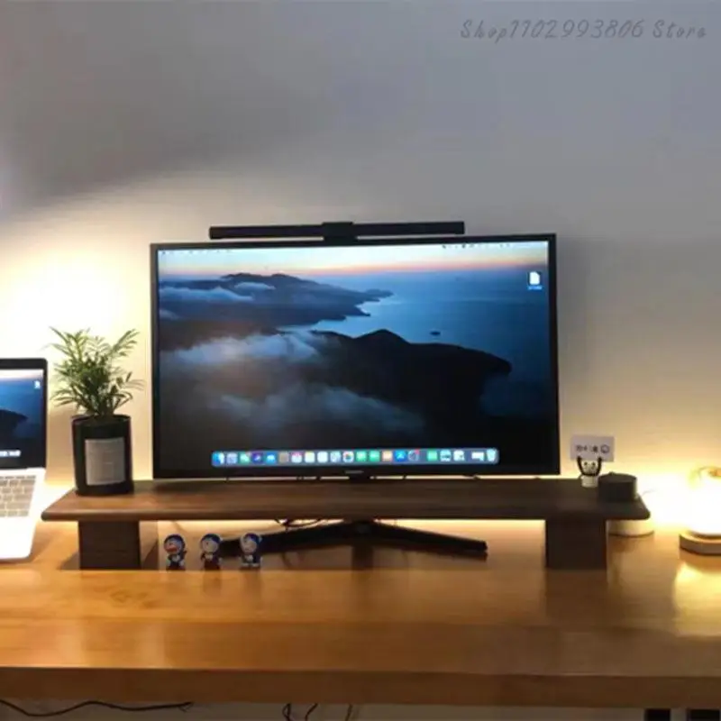 Solid-Wood-Desktop-Computer-Monitor-Stand-Increase-In-Height-Adjustable ...