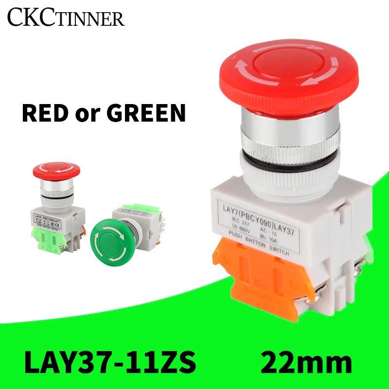 Momentary-Locking-22mm-red-green-mushroom-head-emergency-stop-button ...