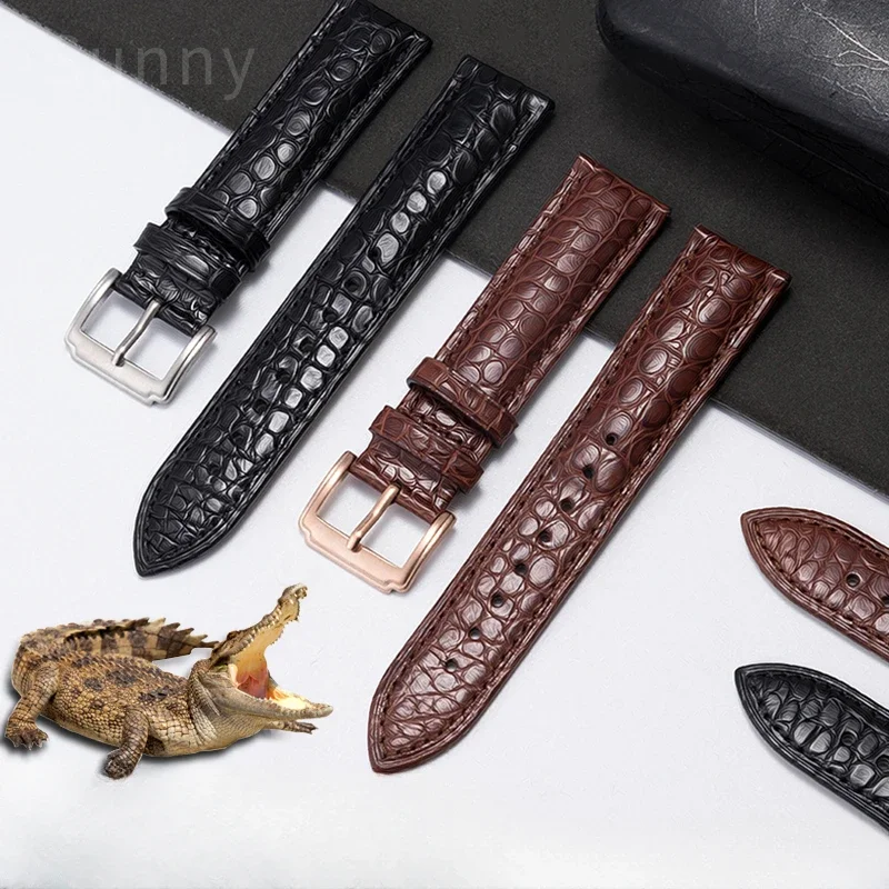 Waterproof-Crocodile-Skin-Watchband-Men-for-Tissot-Montblanc-Tudor ...