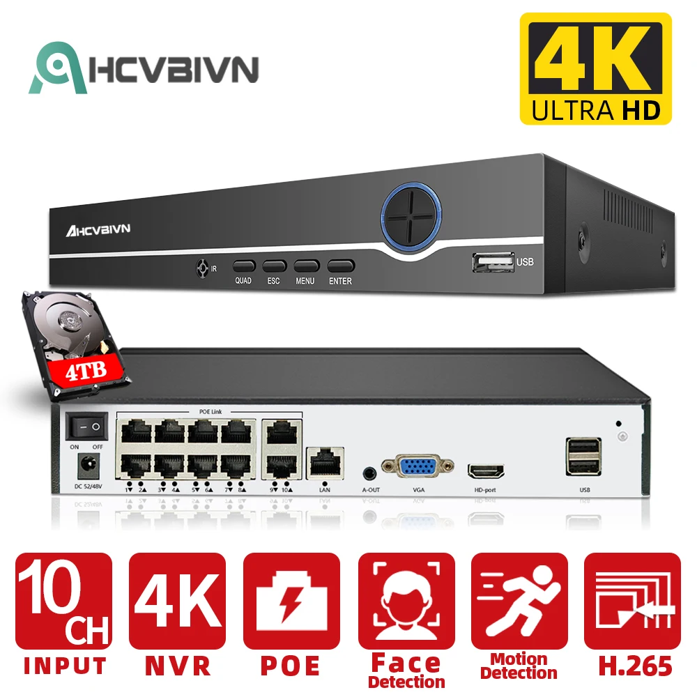 Sistema de cámaras de seguridad NVR, grabador de videovigilancia de red ...