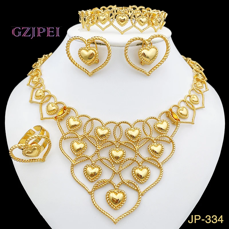 Heart Necklace Earrings Set | Heart Shaped Jewelry Set | Heart Shape ...