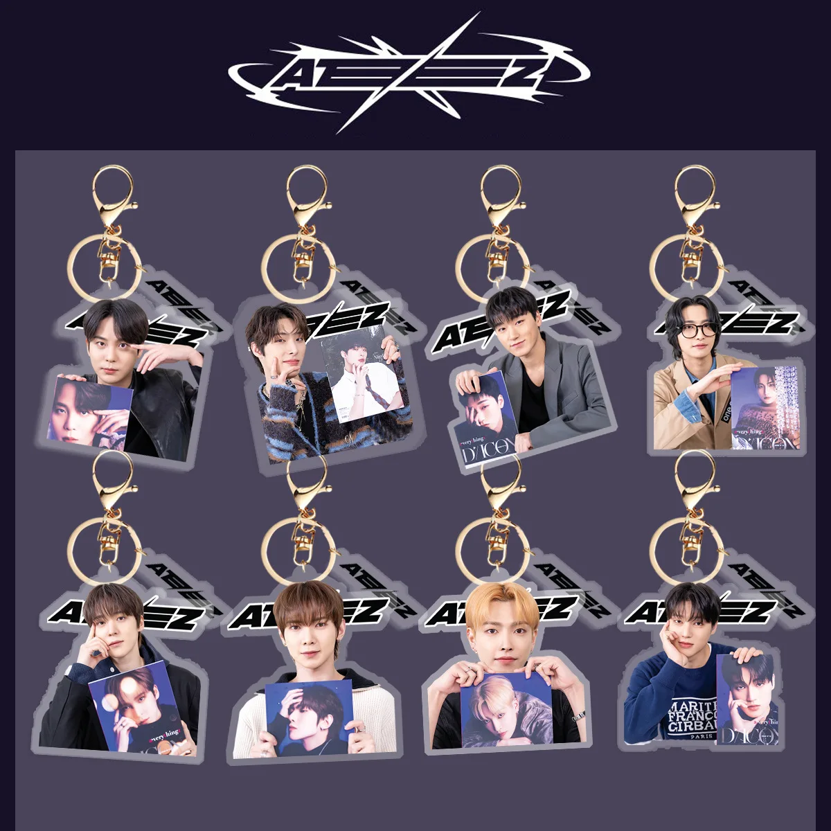 ATEEZ-Keychain-10CM-YeoSang-MinGi-Figure-Printing-Transparent-Acrylic ...