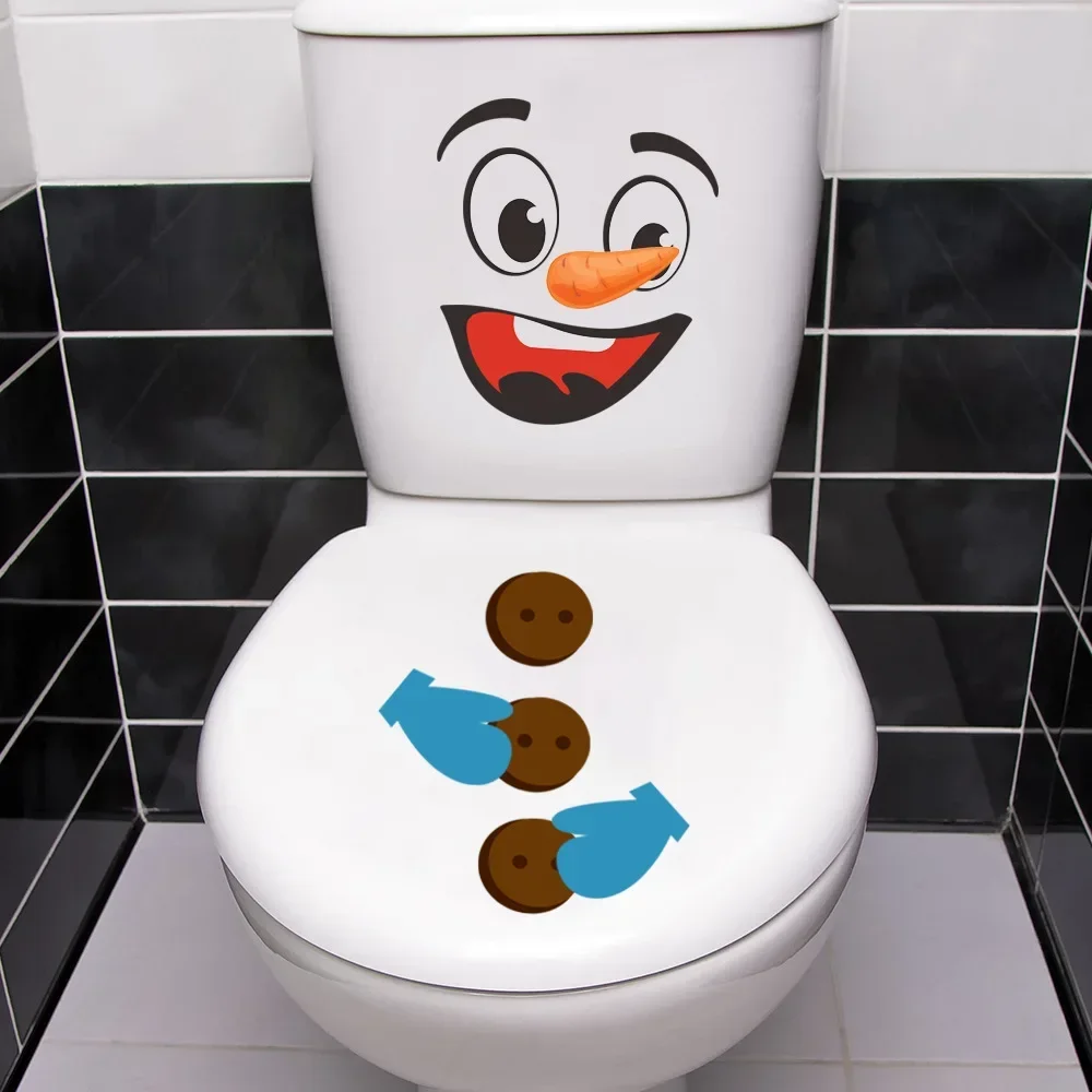 New Christmas quirky creative toilet stickers imitation 3D snowman wall ...