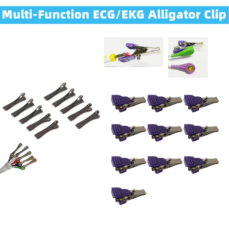 New 10Pcs Multi Function ECG/EKG Alligator Clip Electrodes for Animals ...